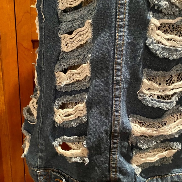 VIP | Jackets & Coats | Distressed Sleeveless Denim Jean Vest | Poshmark